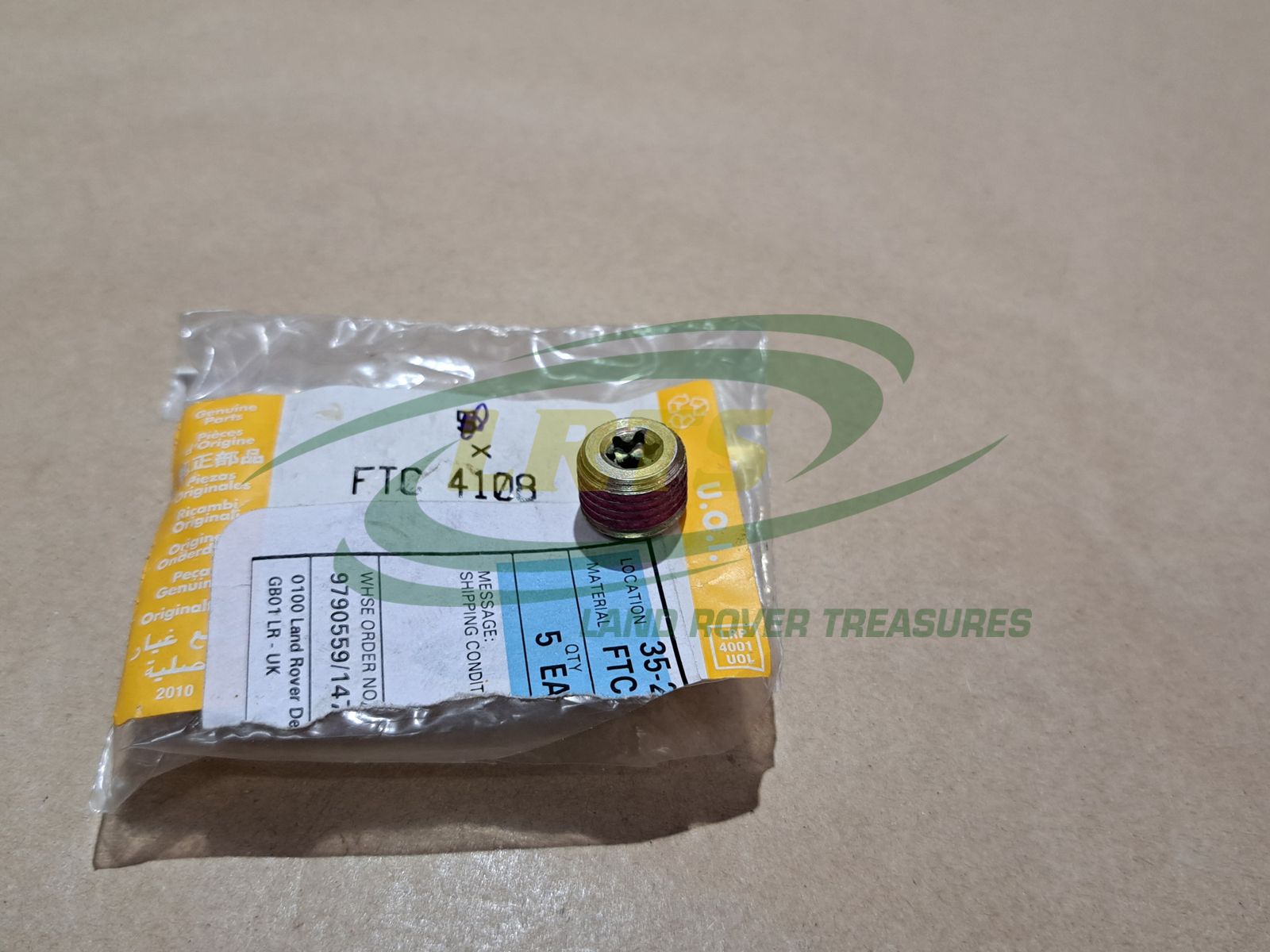 FTC4108 SCREW PLUG R380 DETENT SPRING LAND ROVER DEF RRC & P38 DISCO 1 ...